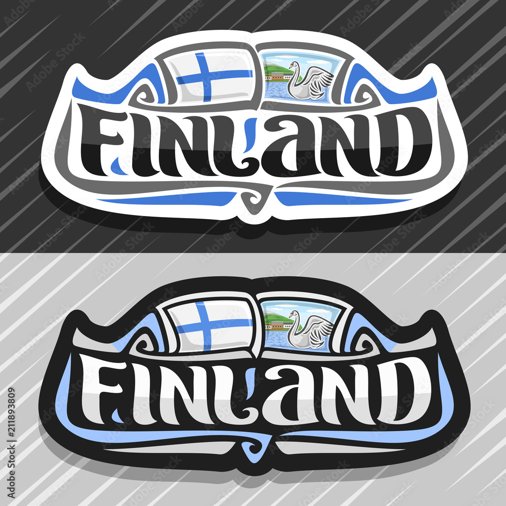 Vector logo for Finland country, fridge magnet with finnish flag ...