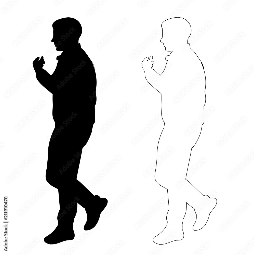 isolated black silhouette man walking, outline Stock Vector | Adobe Stock
