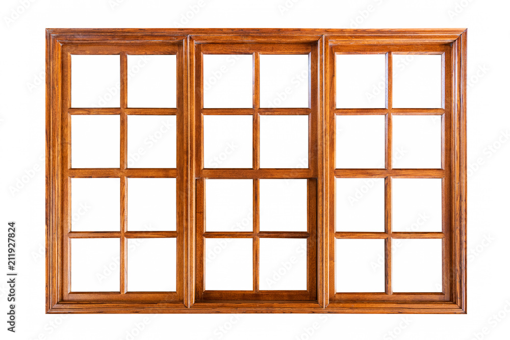 Big wooden window isolated on white background Stock Photo | Adobe Stock
