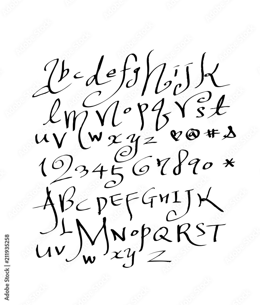 Handwritten calligraphy alphabet Stock Vector | Adobe Stock