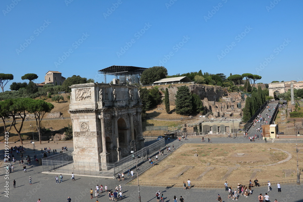 Arch of Constantine and way to Arch of Titus at Forum Romanum view from ...