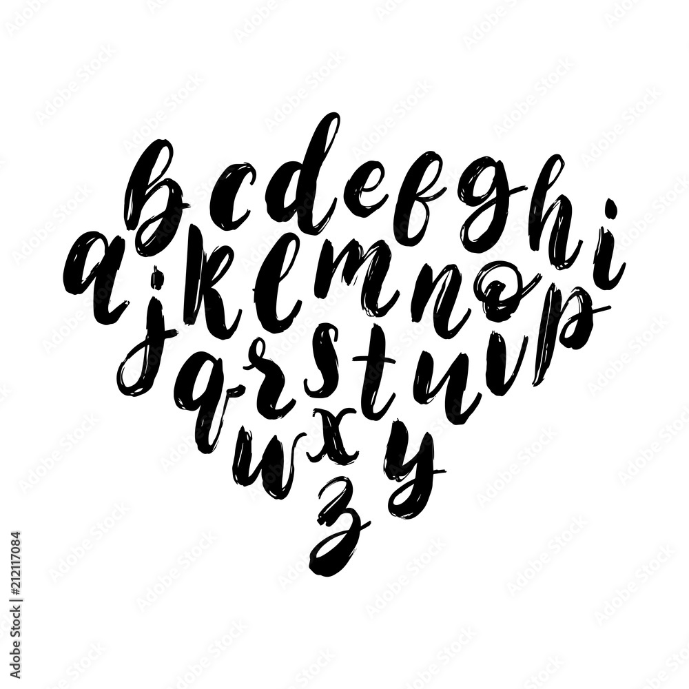Vector hand lettering alphabet.Font of dry brush style. Calligraphy ...
