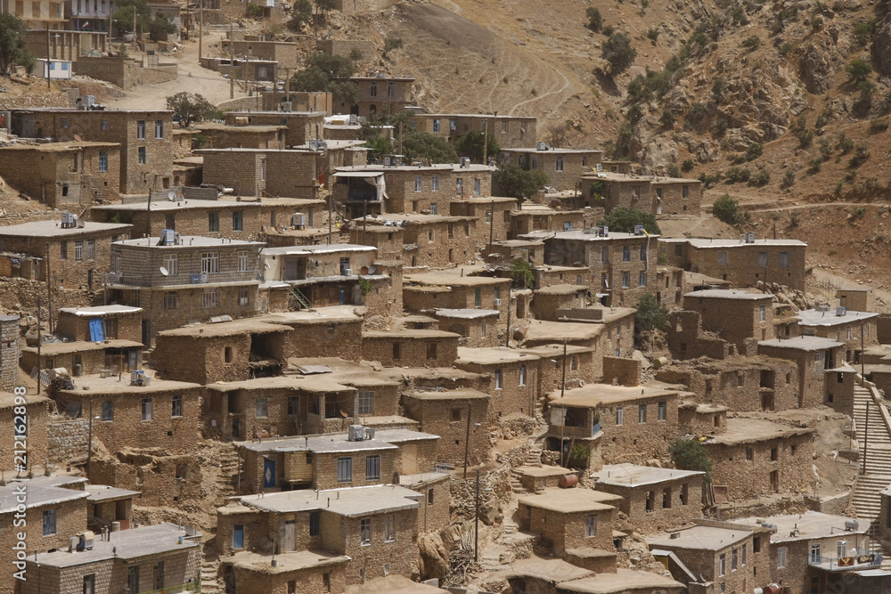 Houses of Palangan, traditional Kurdish village in Iran Stock Photo ...