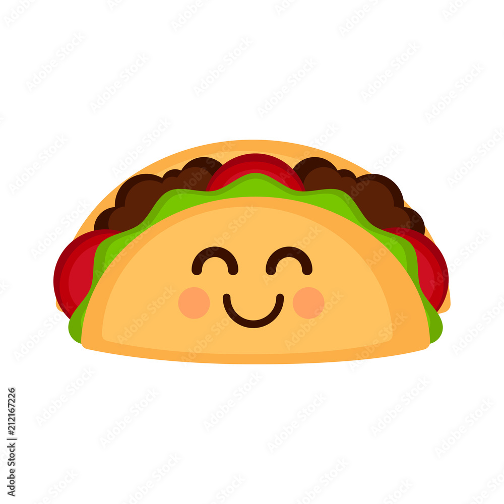 Isolated happy taco emote Stock Vector | Adobe Stock
