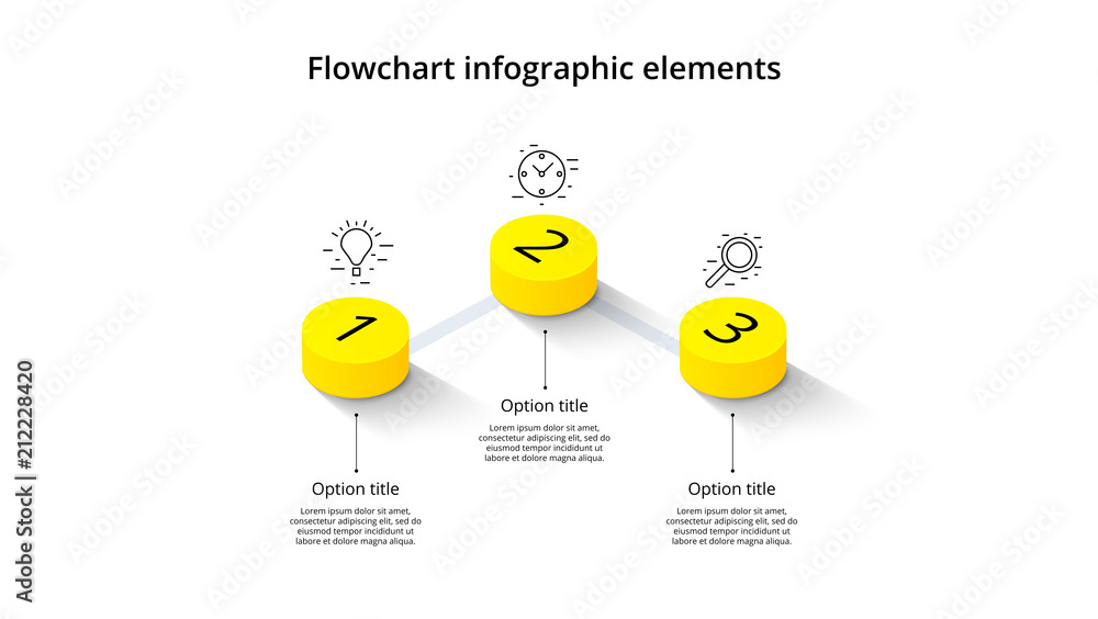 Business process chart infographics with 3 step segments. Isometric 3d ...