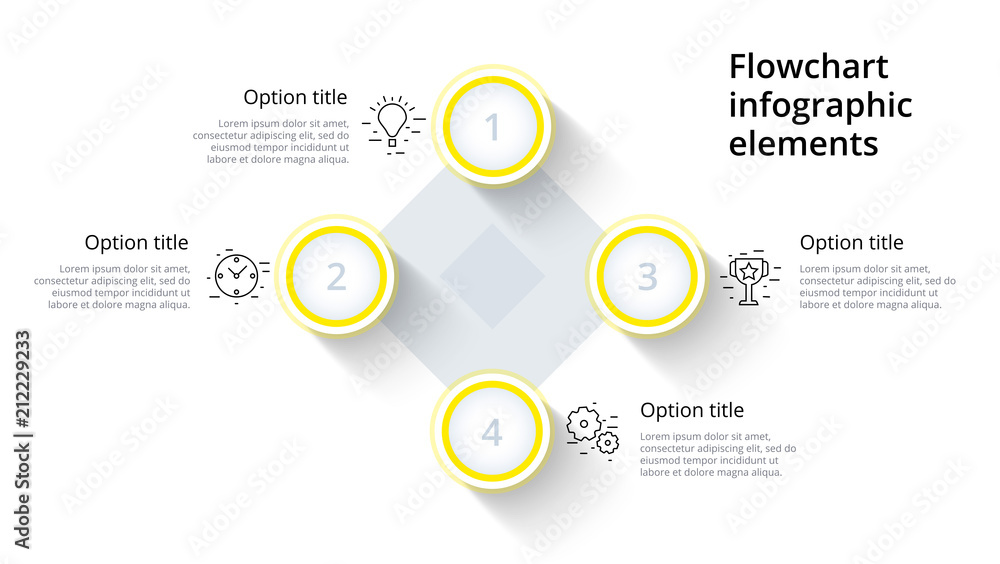 Business process chart infographics with 4 step segments. Circular ...