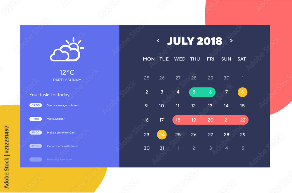 Done Day Planner and Calendar App Ui Ux Design. UI, UX and GUI template ...