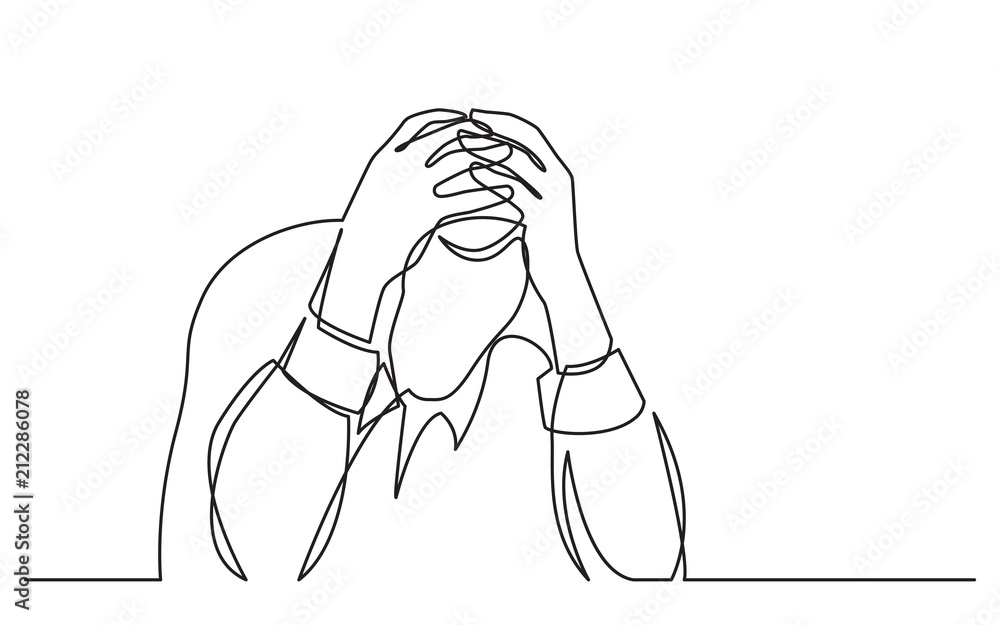 continuous line drawing of man in depression Stock Vector | Adobe Stock