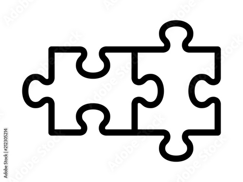 Two pieces of jigsaw puzzle or autism puzzle piece symbol line art ...