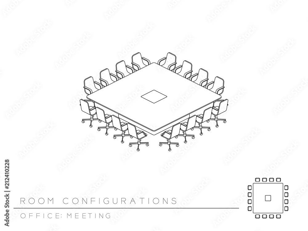 Meeting room setup layout configuration Conference Square Boardroom ...