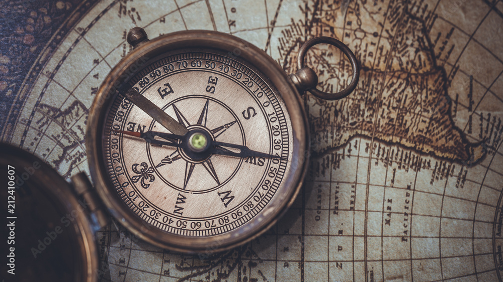Compass With World Map Stock Photo | Adobe Stock
