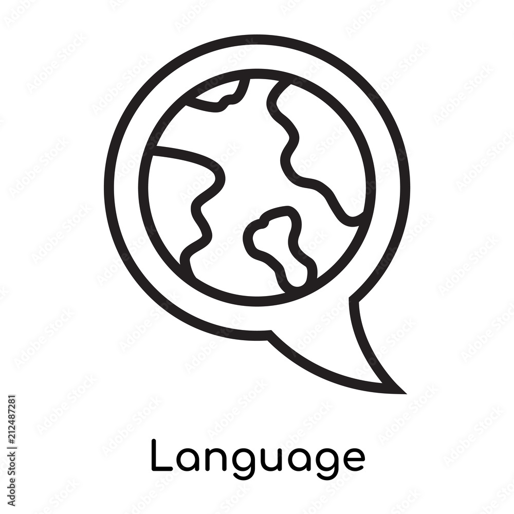 Language icon vector sign and symbol isolated on white background ...