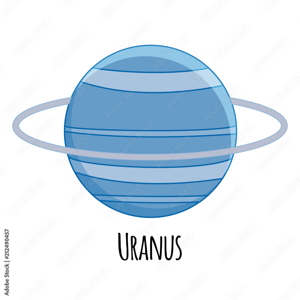 Cartoon Uranus planet. Vector illustration isolated on white ba Stock ...