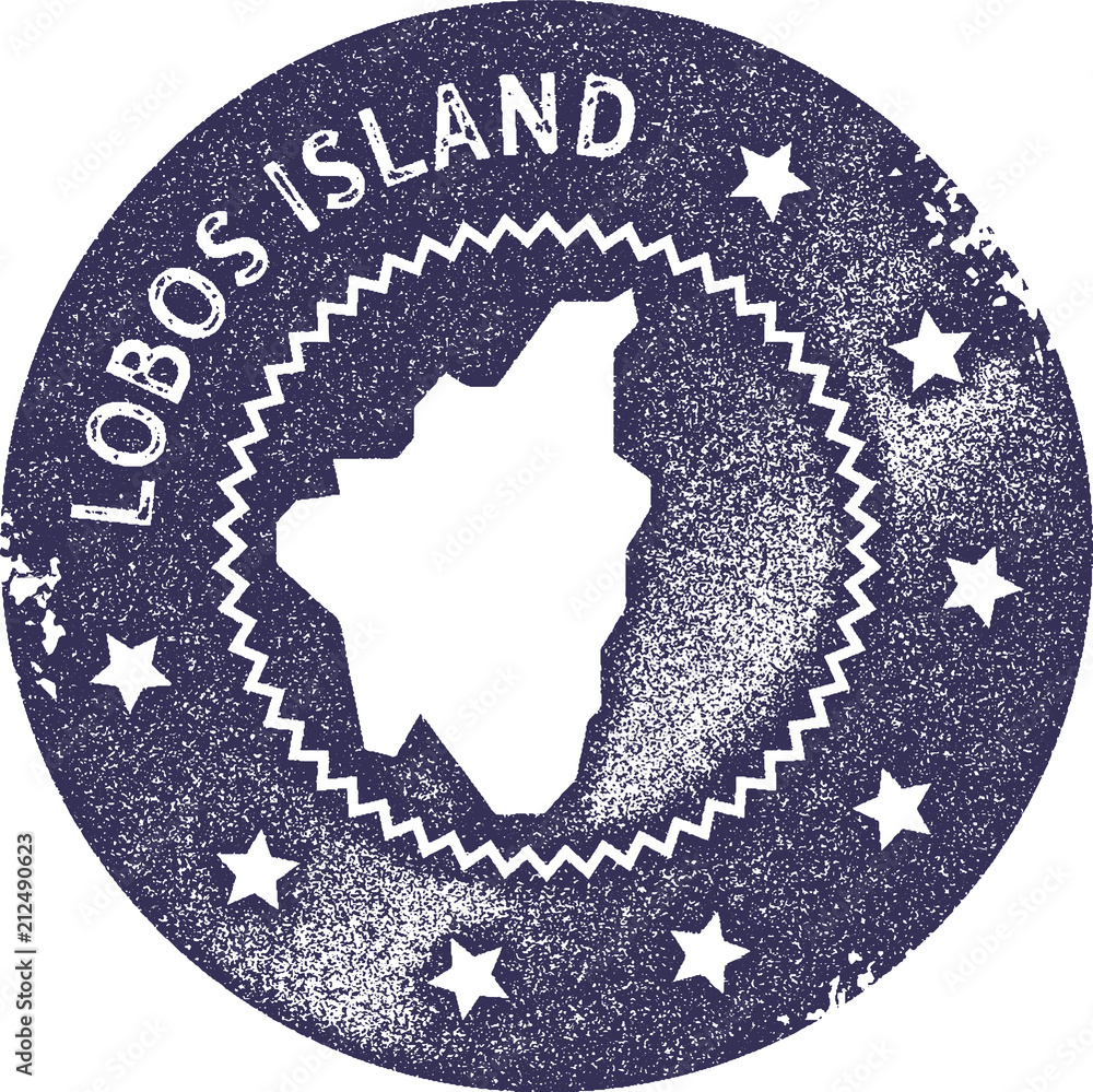 Lobos Island map vintage stamp. Retro style handmade label, badge or ...
