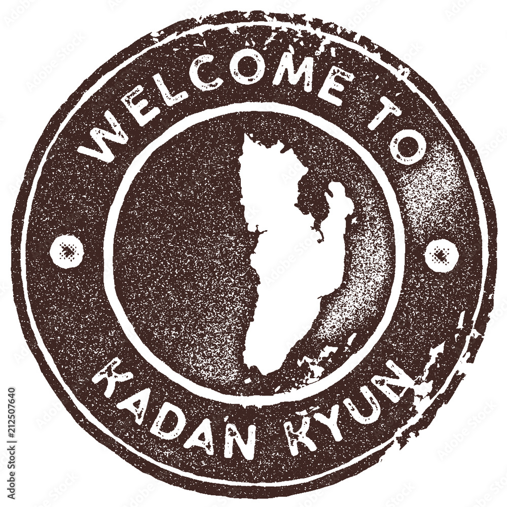 Kadan Kyun map vintage stamp. Retro style handmade label, badge or ...