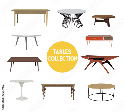 vector elements set. coffee and dining tables illustration. table ...