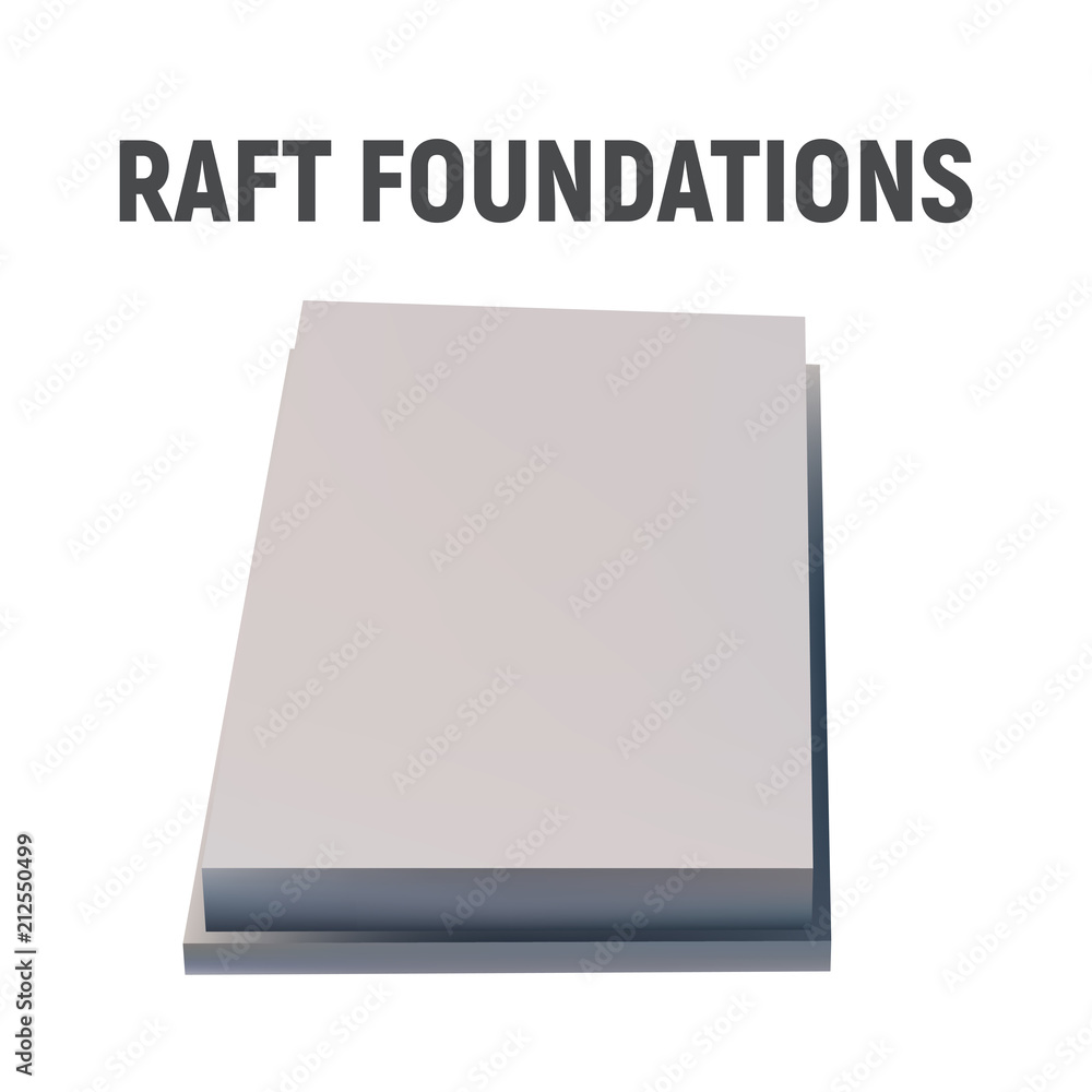 3D image raft foundation. Concrete construction. Vector illustration ...