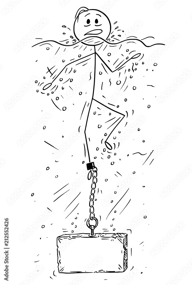 Cartoon stick drawing conceptual illustration of man or businessman ...