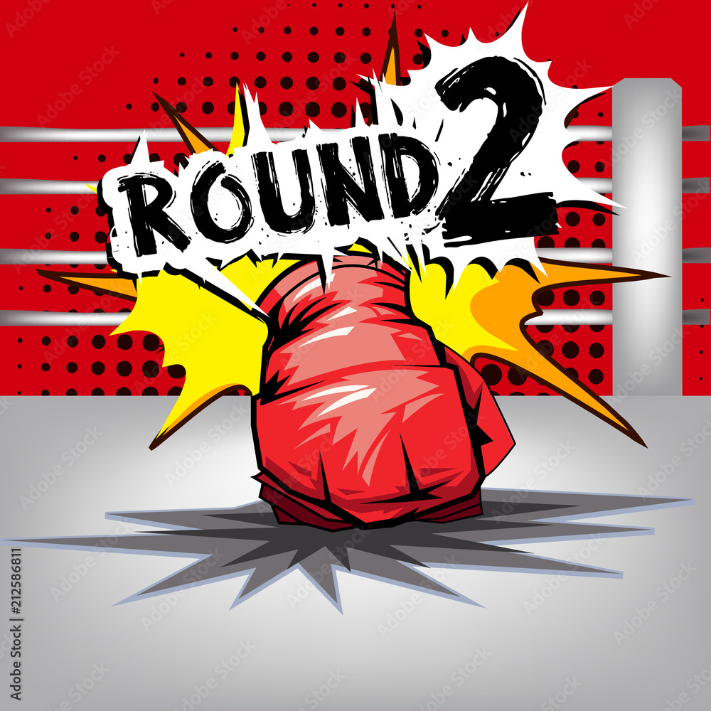 Punch boxing comic style and red corner with round:2 Stock Vector ...