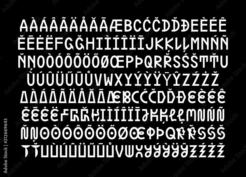 Monospaced fancy weird sans serif playful font, uppercase letters ...