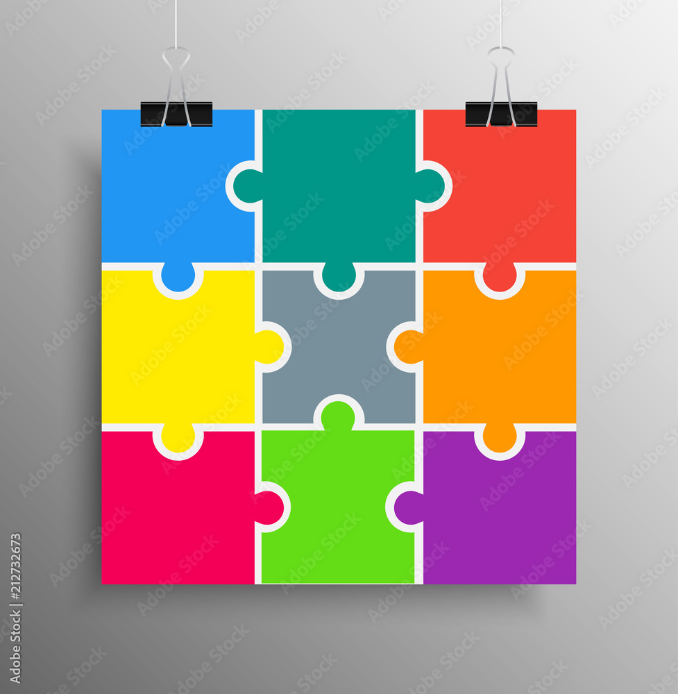 Poster Banner Nine Pieces Puzzle Infographic. Stock Vector | Adobe Stock