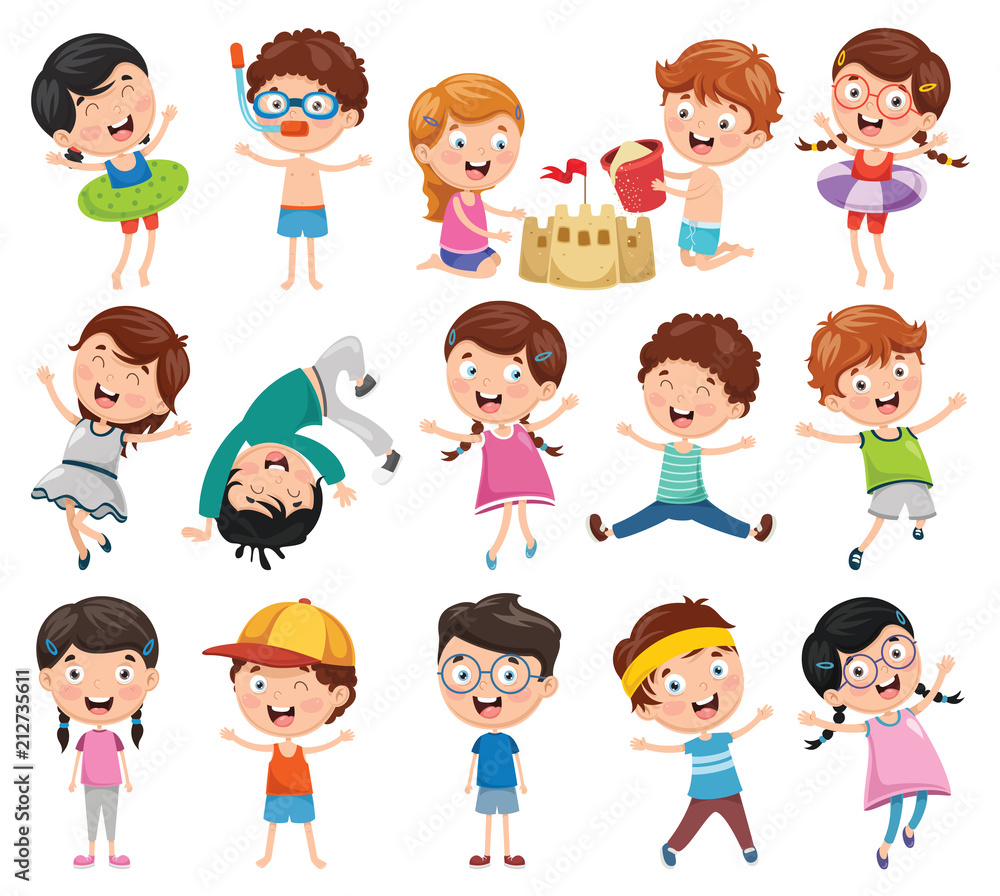 Vector Illustration Of Cartoon Children Stock Vector | Adobe Stock