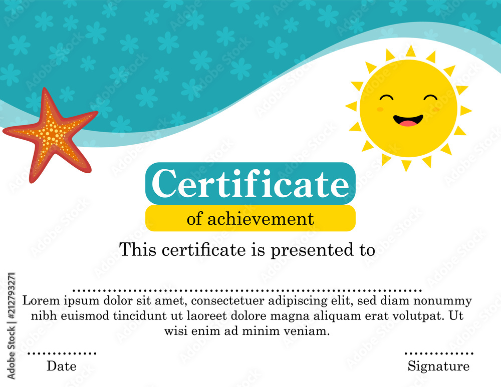 Fun summer themed certificate template for kids Stock Vector | Adobe Stock