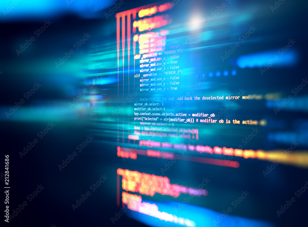 Programming code abstract technology background of software developer and Computer script Stock ...