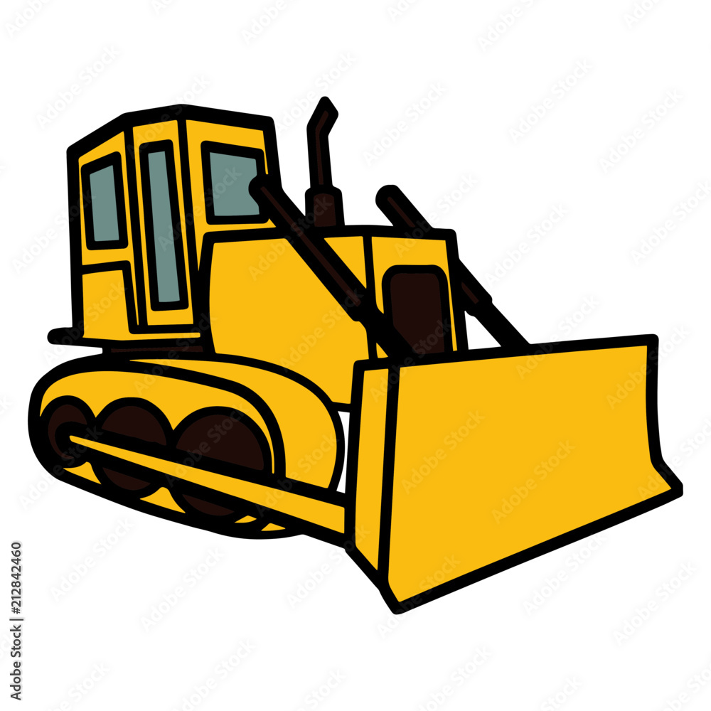 Cute bulldozer cartoon illustration isolated on white background for ...