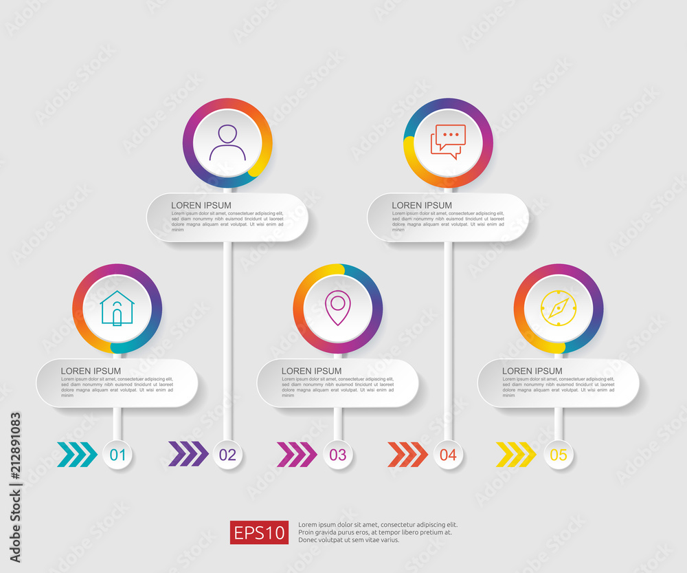 เวกเตอร์ Stock 5 steps infographic. timeline design template with 3D ...