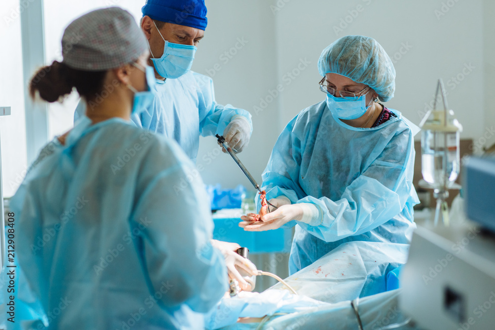 Team surgeon at work on laparoscopy operating in hospital. Stock Photo ...