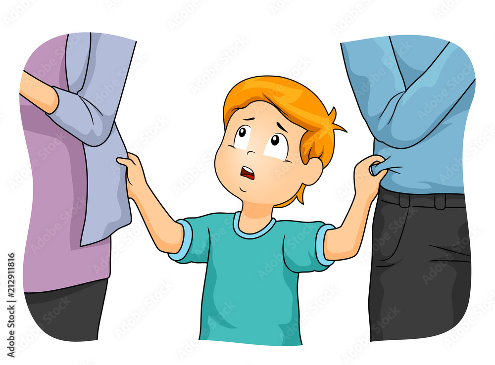 Kid Boy Parents Neglect Illustration Stock Vector | Adobe Stock