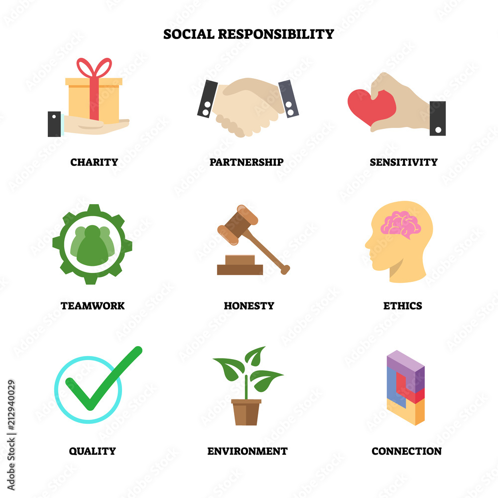 Vector illustration with social responsibility icon set. Collection ...