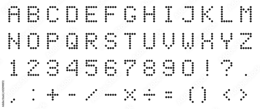 Creative vector illustration of led digital alphabet, font, electronic ...