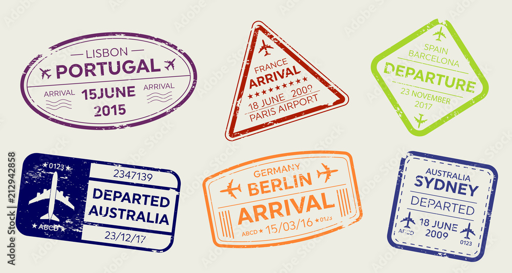 Creative vector illustration of international business travel visa ...