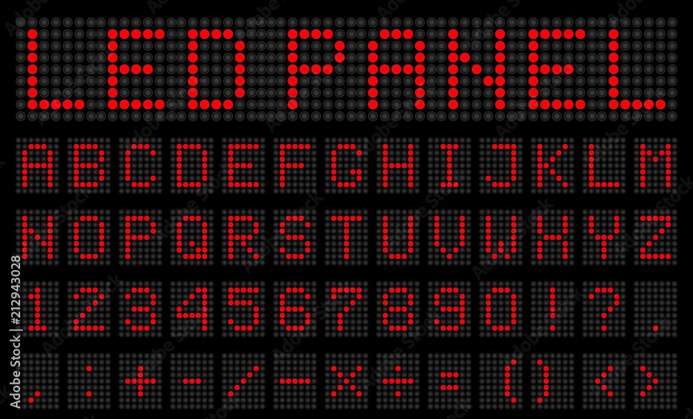 Creative vector illustration of led digital alphabet, font, electronic ...