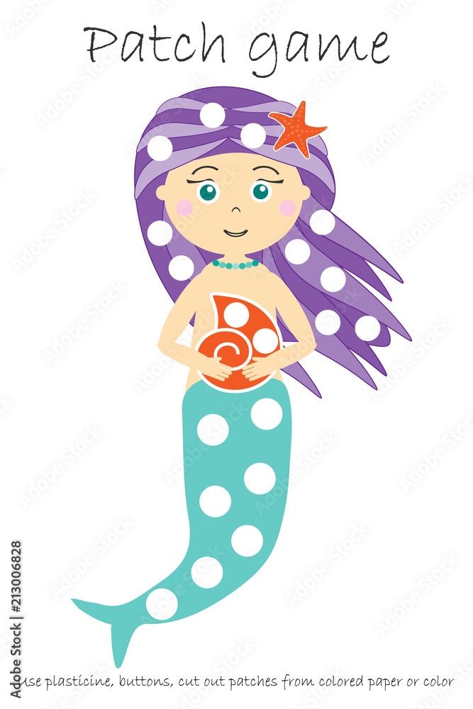 Education Patch game mermaid for children to develop motor skills, use ...