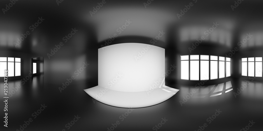 HDRi map black room light source for 3D rendering or VR Stock ...