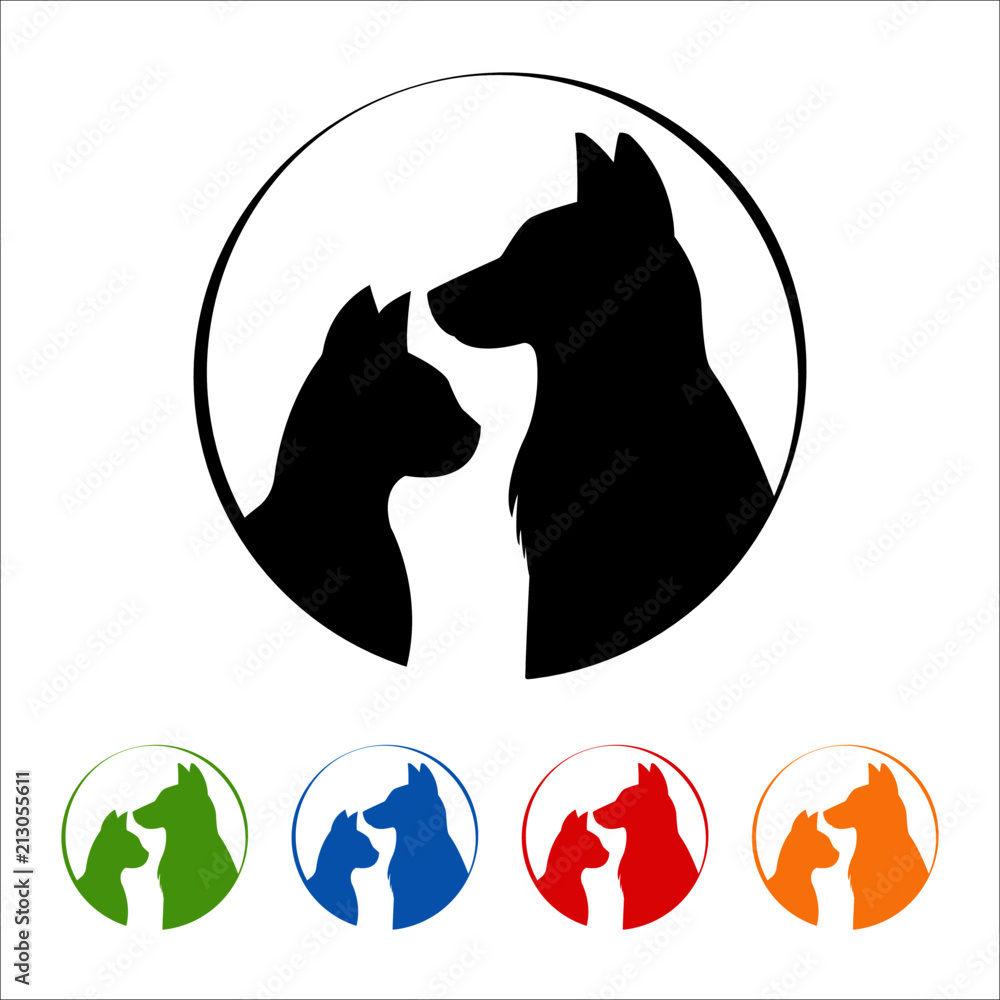 Cat and dog logo on white background Stock Vector | Adobe Stock