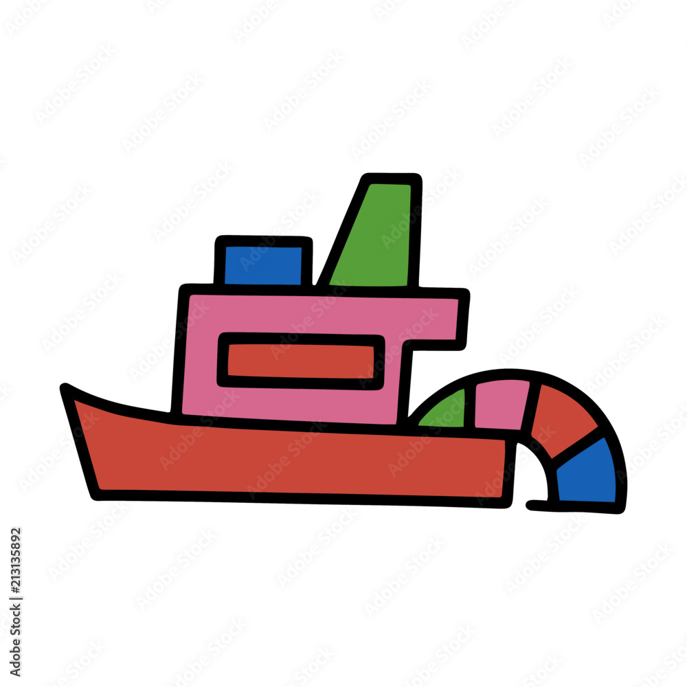 Cute boat cartoon illustration isolated on white background for ...