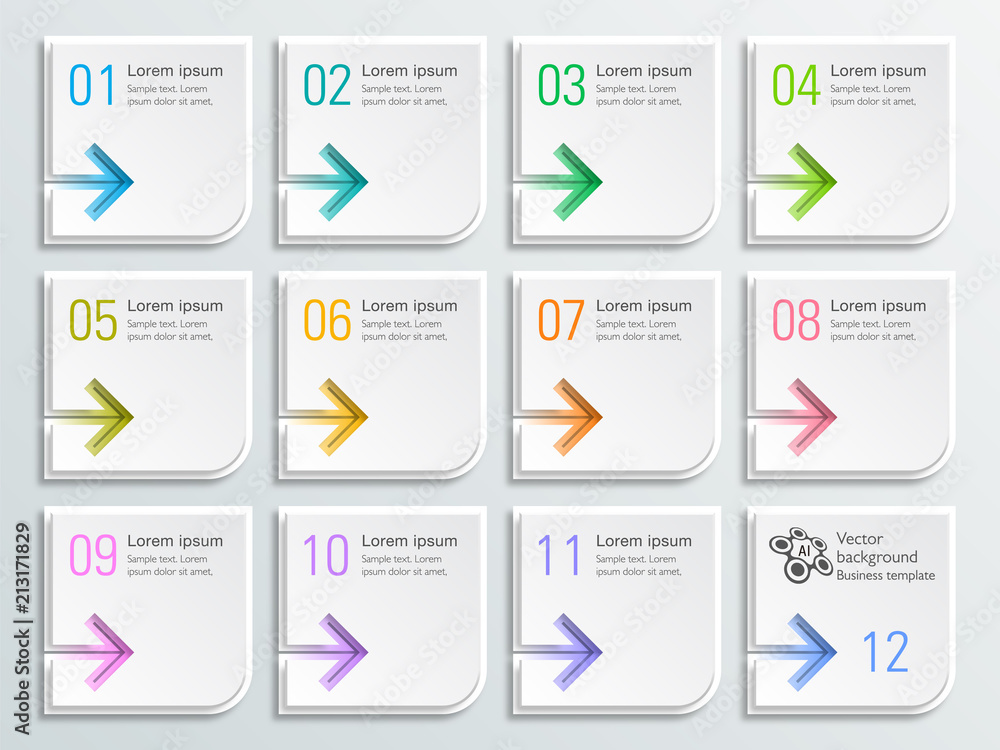 Infographics Vector Arrow Buttons, 12-Step Stock Vector | Adobe Stock