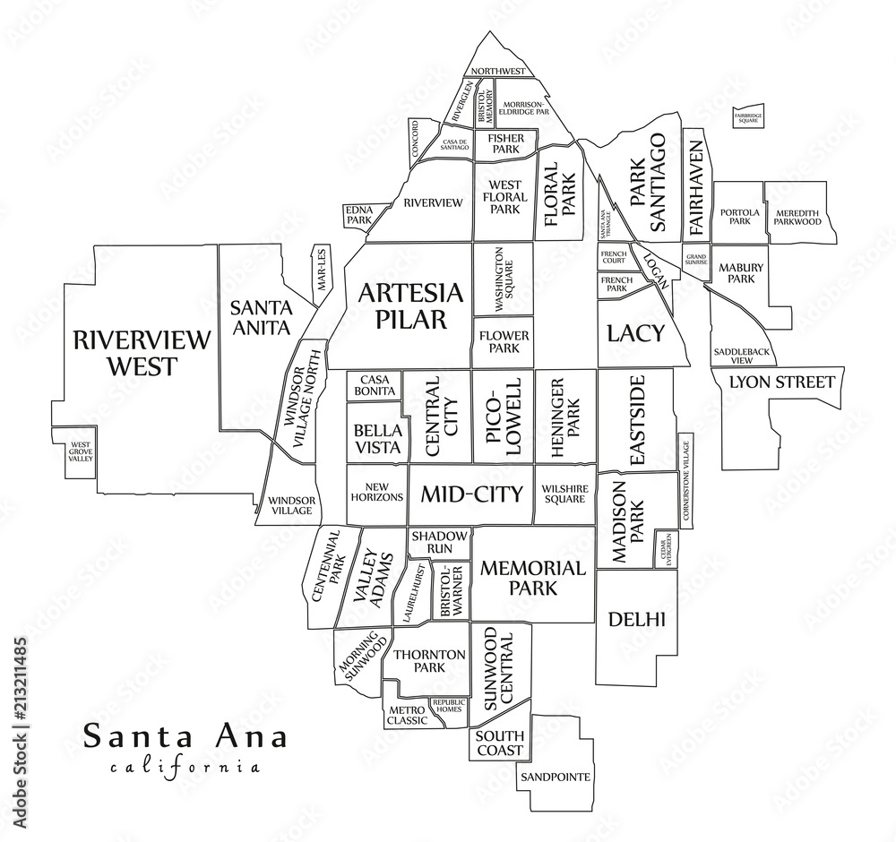 Santa Ana California Map