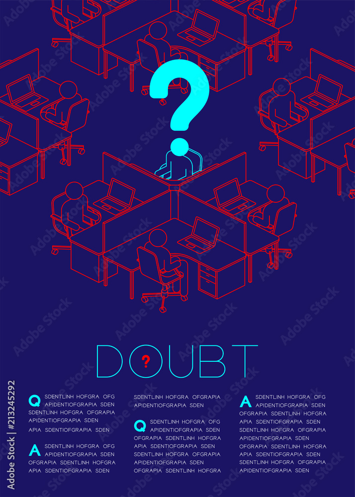 Question mark with doubt man icon pictogram, Social issues: Office ...