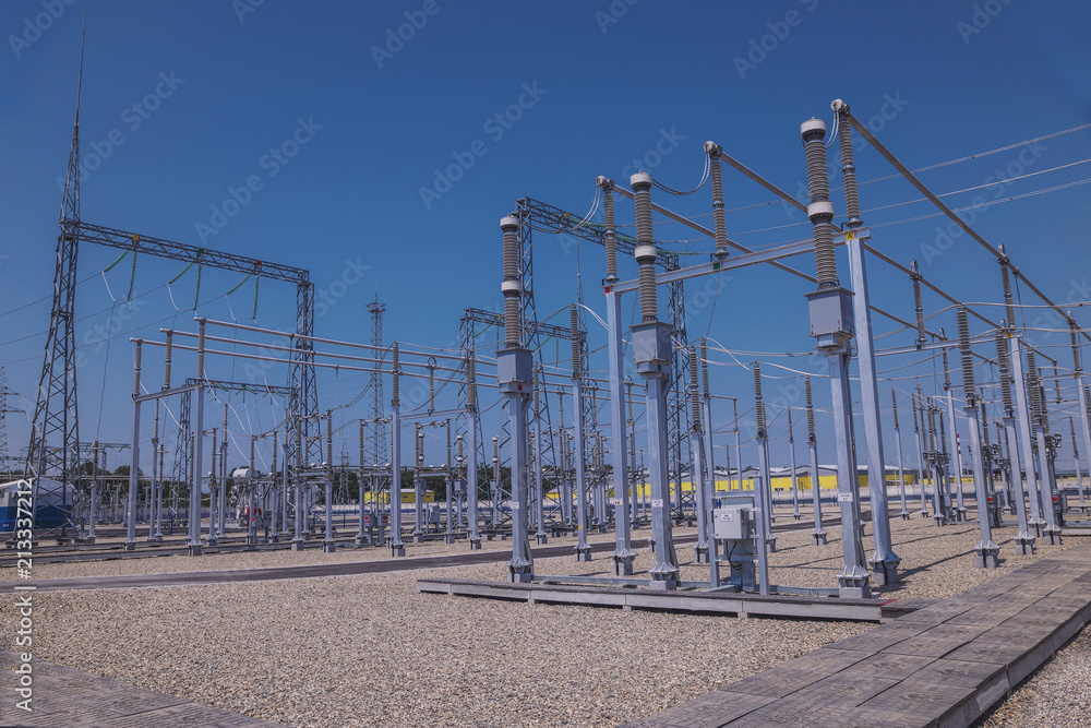 Electrical substation of 110 and 220 kV switchgear, current ...