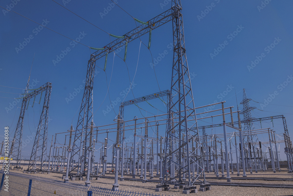 Electrical substation of 110 and 220 kV switchgear, current ...