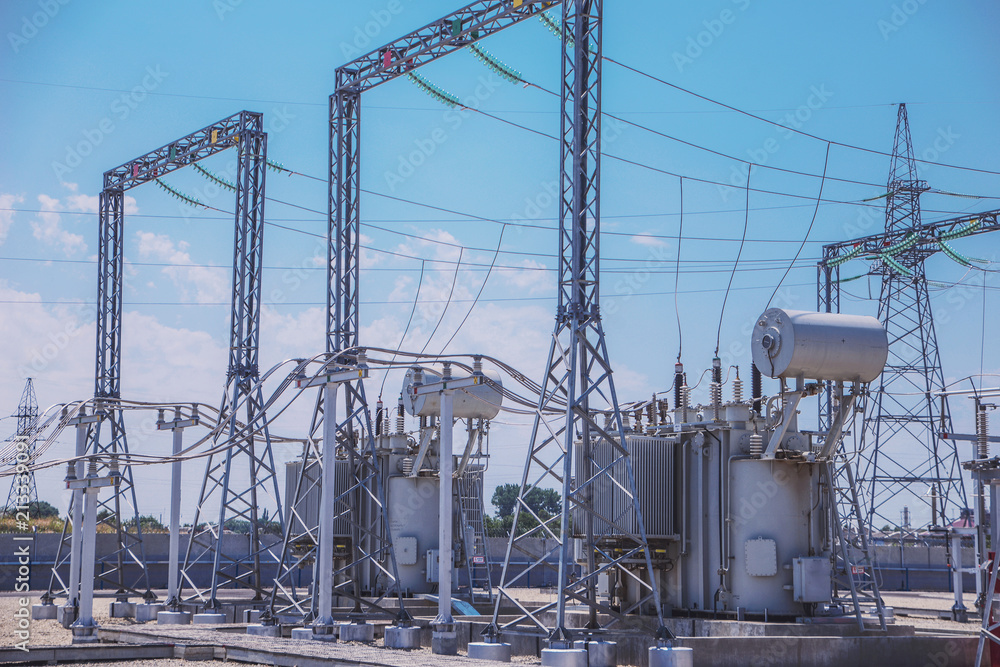Electrical substation of 110 and 220 kV switchgear, current ...