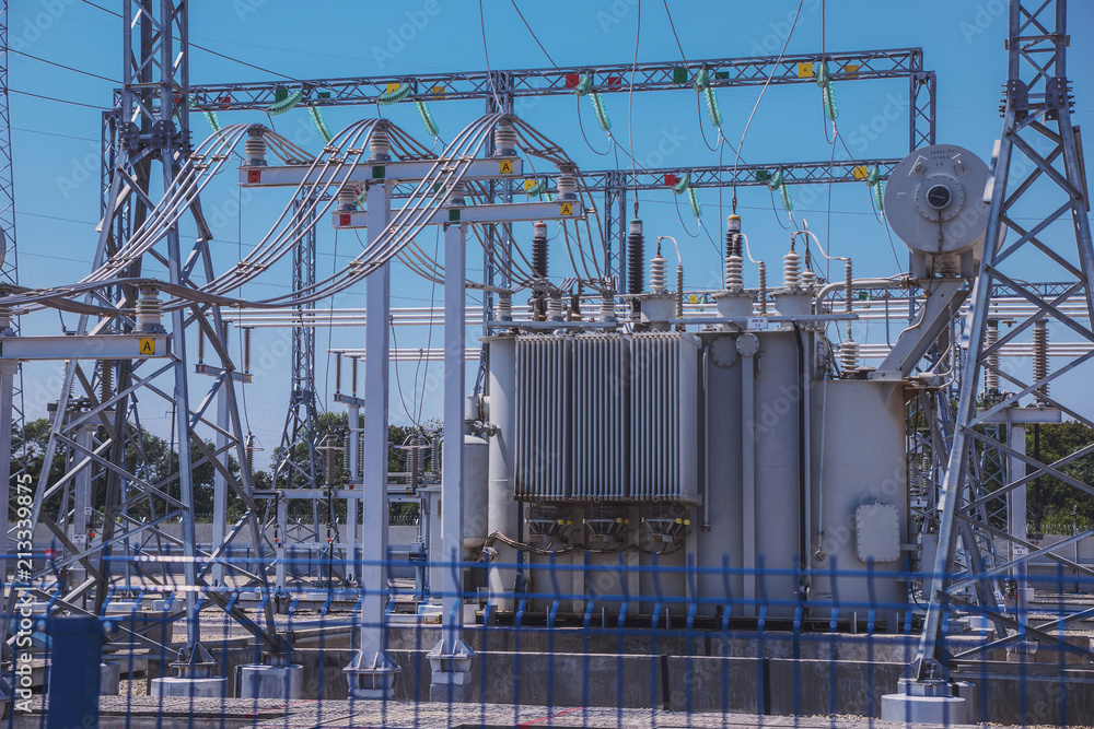 Electrical substation of 110 and 220 kV switchgear, current ...