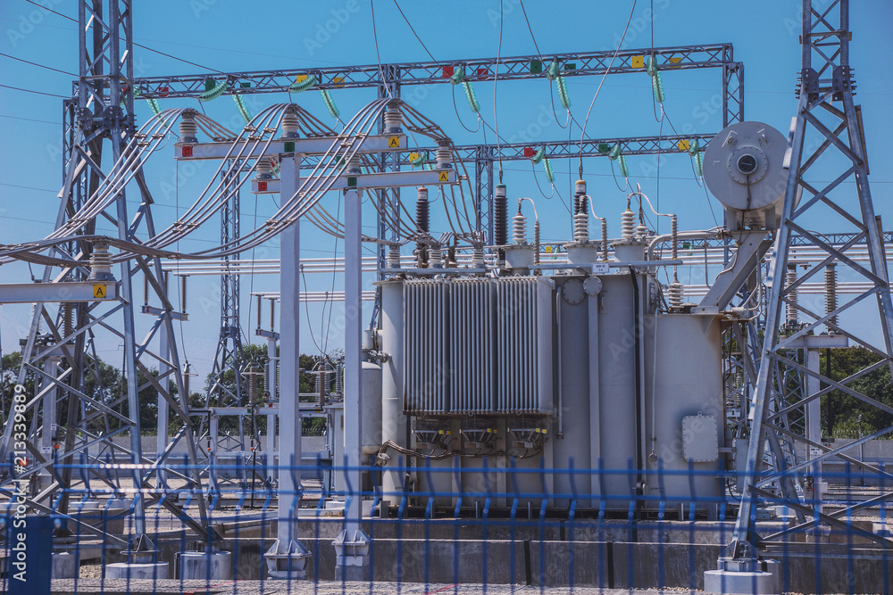 Electrical substation of 110 and 220 kV switchgear, current ...