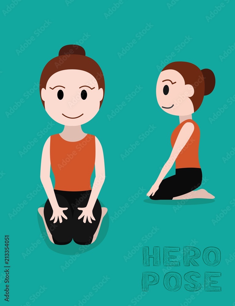 Yoga Hero Pose Cartoon Vector Illustration Stock Vector | Adobe Stock