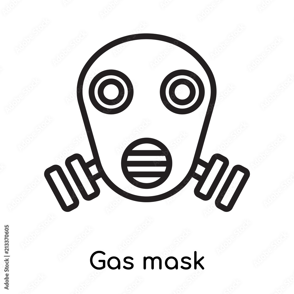 Gas mask icon vector sign and symbol isolated on white background, Gas ...